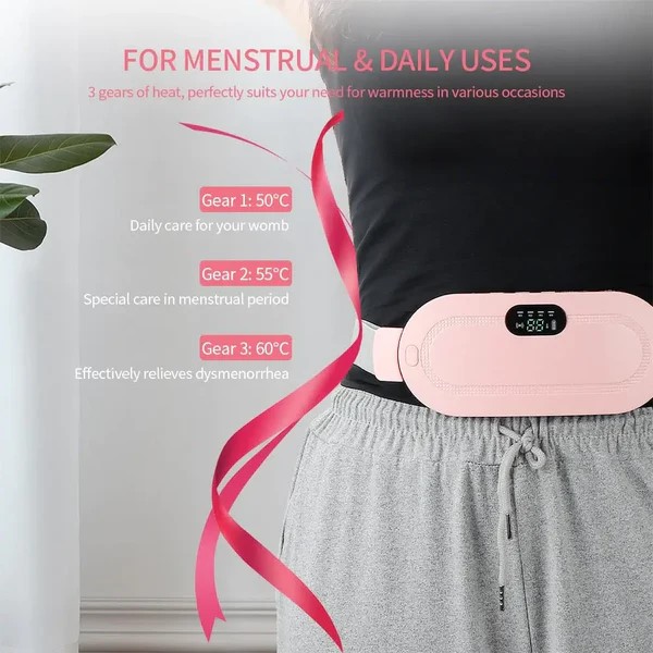 Period Cramp Relief Waist Belt Heating Pads with Vibration Modes
